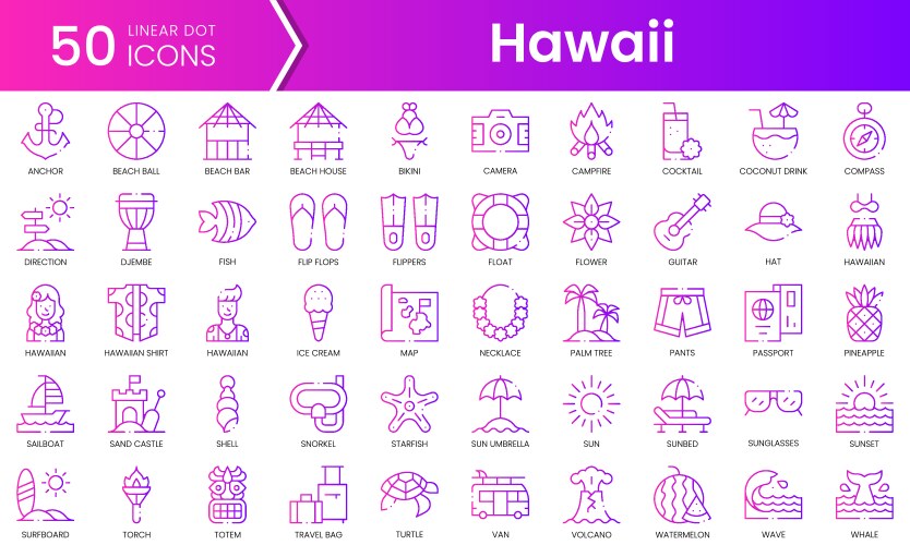 Set of tourism icons gradient style icon bundle Vector Image