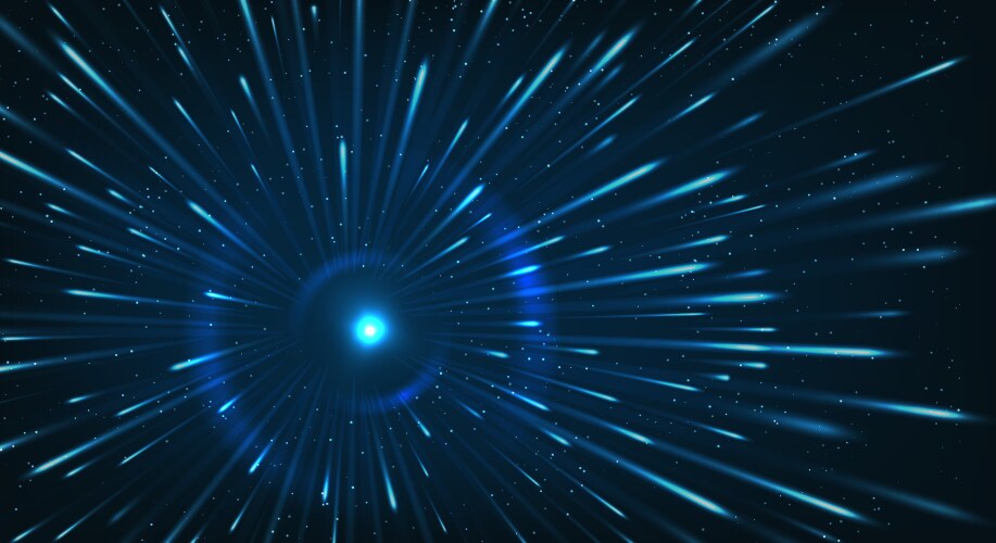 Abstract blue radial space tunnel into hyperspace Vector Image
