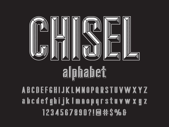 Modern chiseled style font design alphabet Vector Image