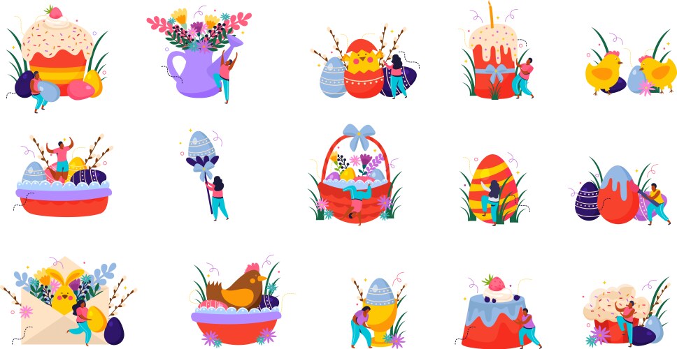 Traditional orthodox easter cakes realistic set Vector Image