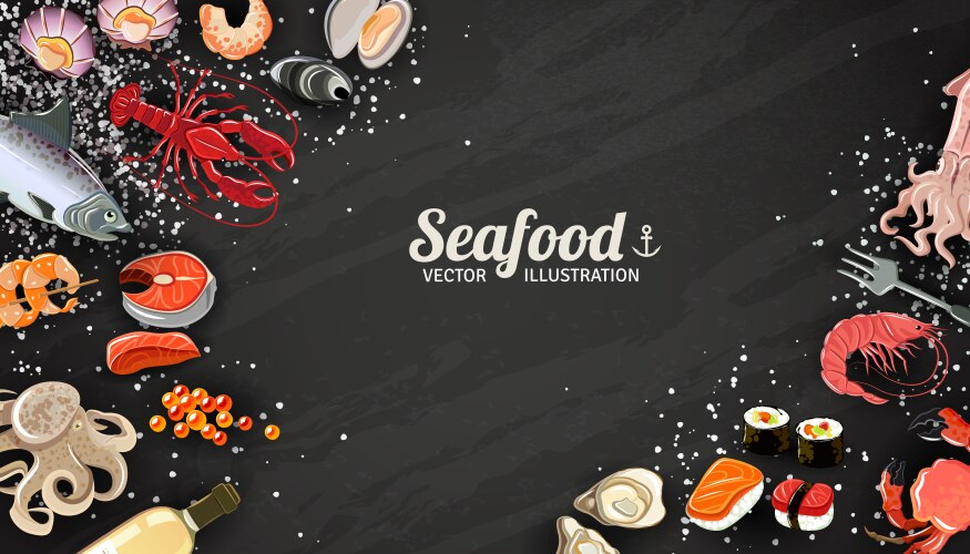Seafood menu realistic poster Royalty Free Vector Image