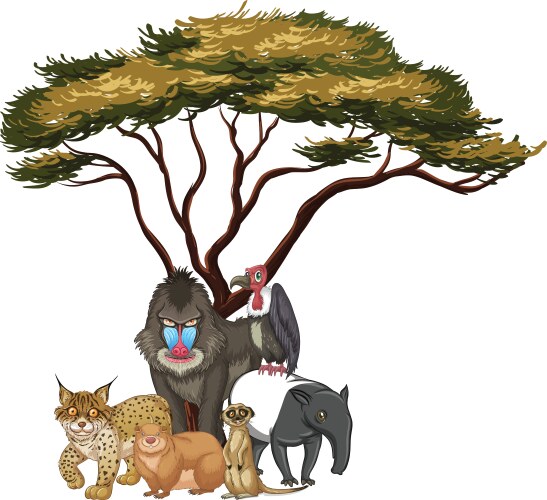 Cartoon jesus is sitting under a tree with kids Vector Image