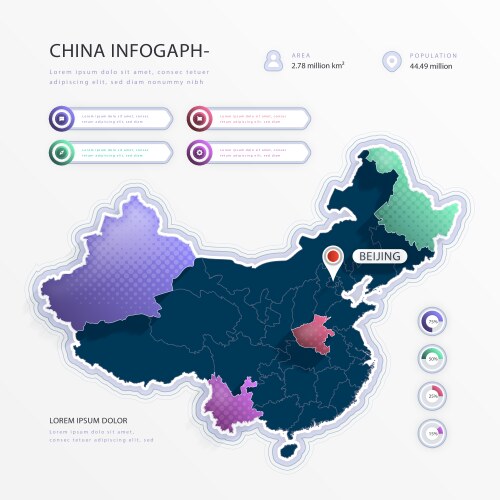 Isometric china map infographic Royalty Free Vector Image