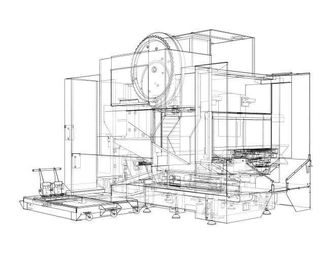 Cnc plasma cutting machine drawing Royalty Free Vector Image
