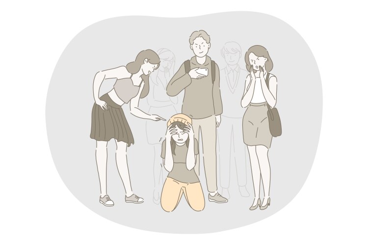 Boys bullies fight and kick school bullying Vector Image