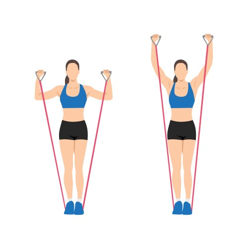 Woman doing external cable shoulder rotations Vector Image