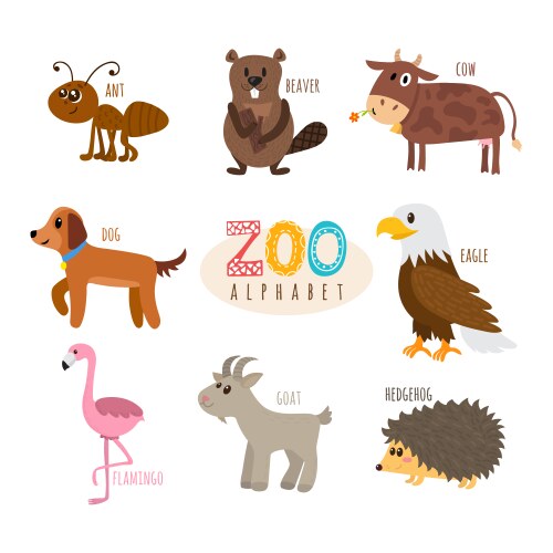 Cute zoo alphabet Royalty Free Vector Image - VectorStock