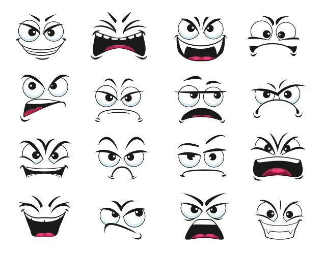Cartoon angry face furious yelling emoji Vector Image