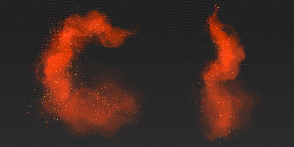 Realistic set of red dust clouds on transparent Vector Image