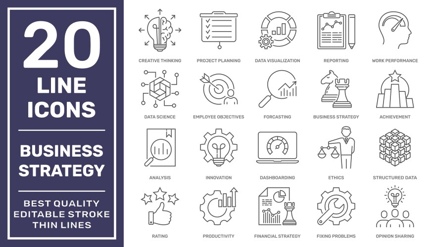 Business intelligence infographics linear Vector Image