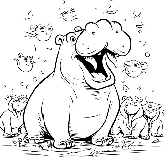Monkey swinging on a swing coloring book Vector Image