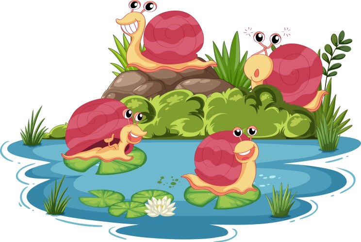 Colorful of a peaceful water lily pond Royalty Free Vector