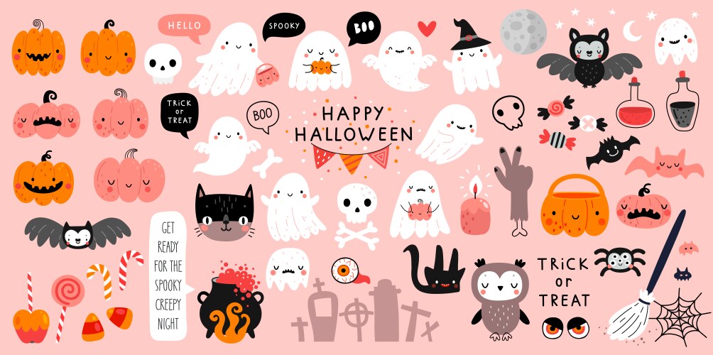Halloween ghost spooky funny pumpkin cute Vector Image