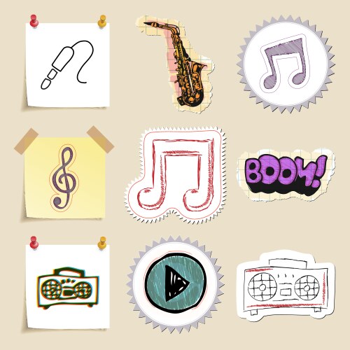 Different music emblems Royalty Free Vector Image