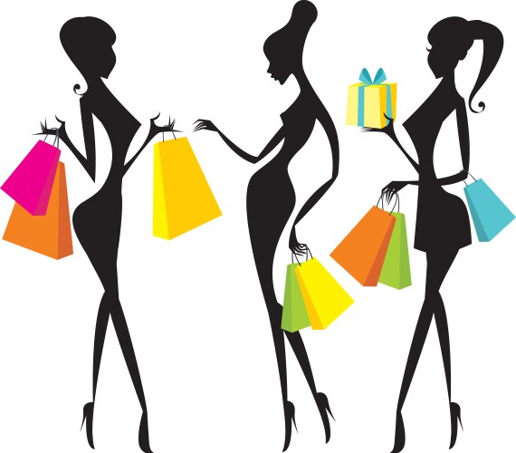 Shopping girls Royalty Free Vector Image - VectorStock