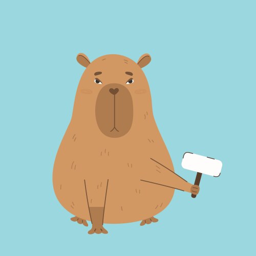 Capybara holding no banner Royalty Free Vector Image