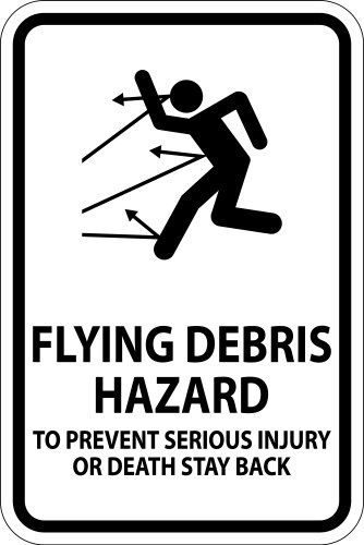 Danger sign flying debris hazard - to prevent Vector Image