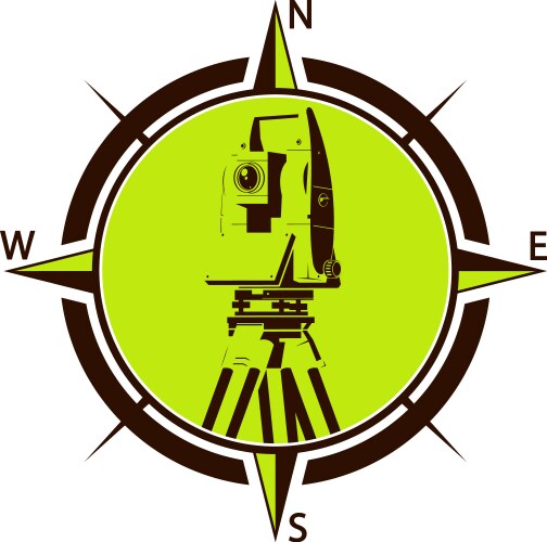 Land survey symbols and equipment Royalty Free Vector Image