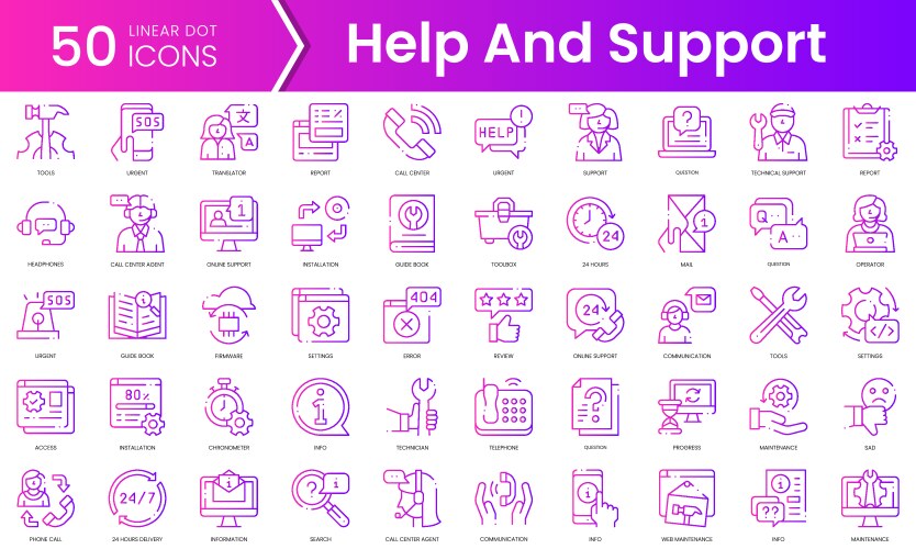 Set of support icons gradient style icon bundle Vector Image