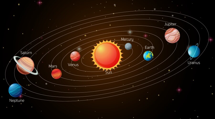 Solar system model planets orbit and sun Vector Image