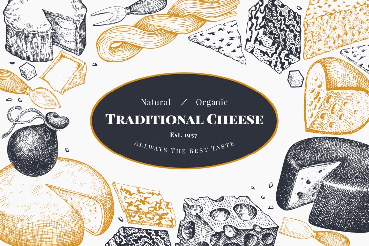 Hand drawn dairy horizontal banners Royalty Free Vector