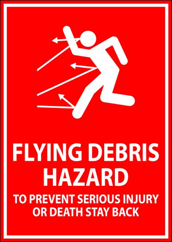 Safety first sign flying debris hazard Royalty Free Vector