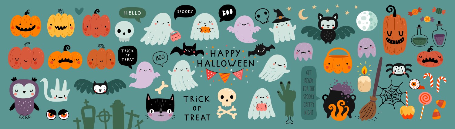 Halloween ghost spooky funny pumpkin cute Vector Image