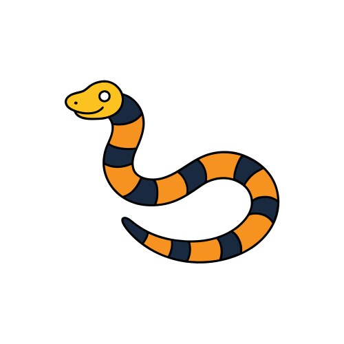 Banded krait snake sleeps icon Royalty Free Vector Image