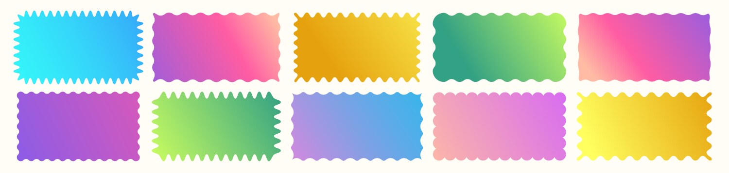 Cloudy wave curve edge borders set black Vector Image