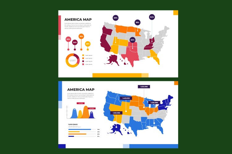 Linear america map infographic Royalty Free Vector Image