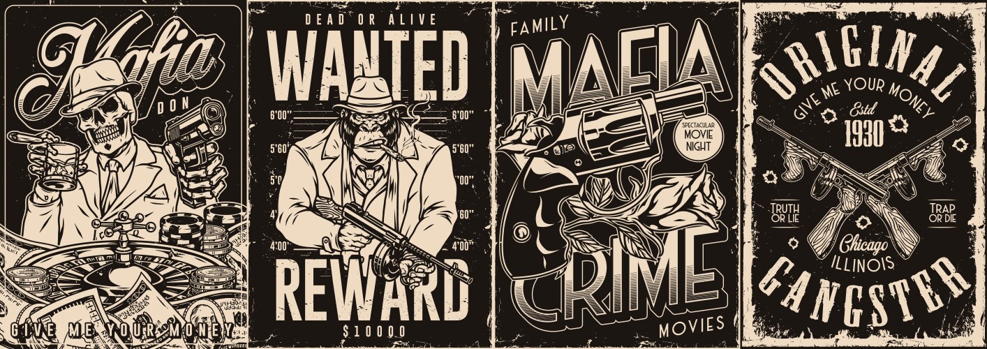Mafia and gangsters set Royalty Free Vector Image