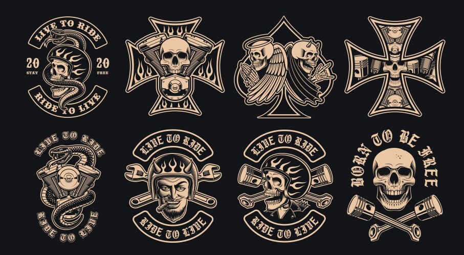 Set of biker emblems Royalty Free Vector Image