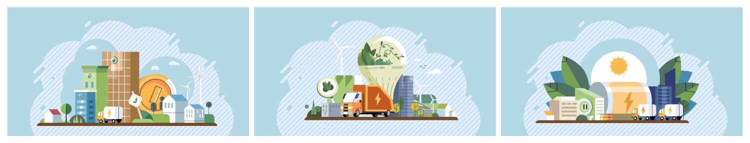 Renewable energy sources solar wind and eco Vector Image