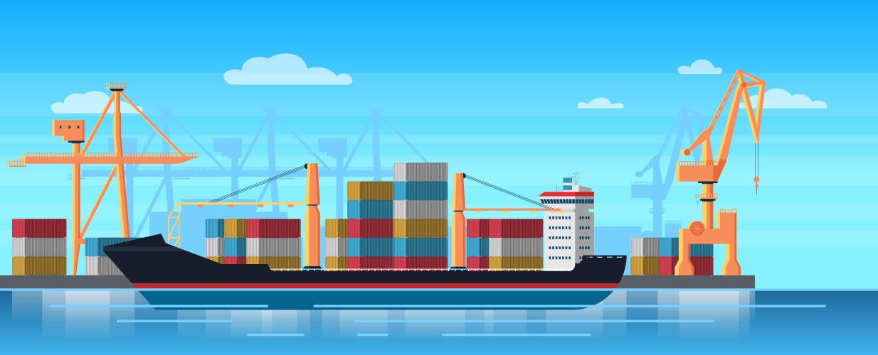 Maritime logistics and transportation Royalty Free Vector