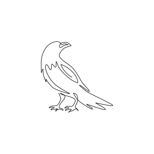 Single continuous line drawing black raven Vector Image