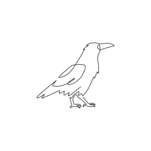 Single continuous line drawing black raven Vector Image