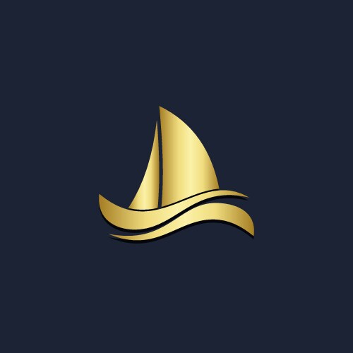 Sailing boat star compass gold logo Royalty Free Vector