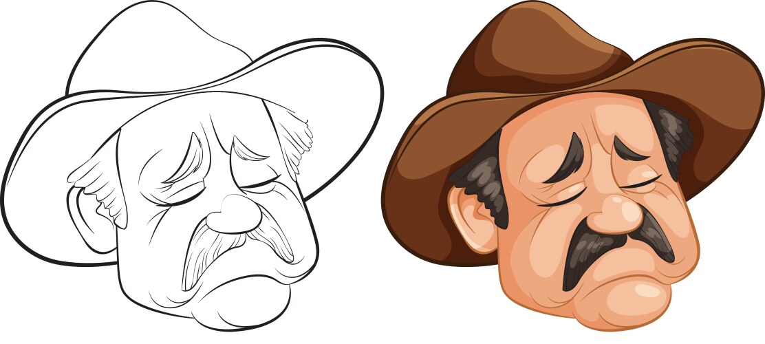 Two faces showing different sad expressions Vector Image