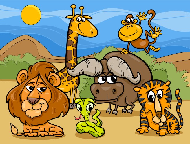 Safari animals cartoon Royalty Free Vector Image