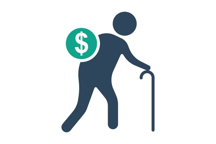 Retirement icon elderly using walking stick Vector Image