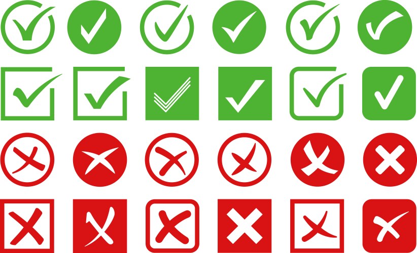 Pass and fail icons set Royalty Free Vector Image