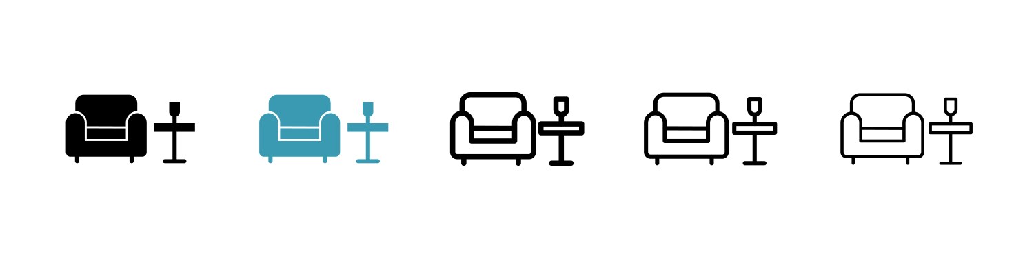 Lounge icon set on white background Royalty Free Vector