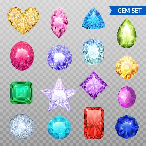 Realistic stone mineral icon set Royalty Free Vector Image