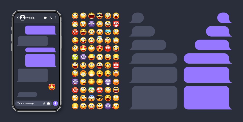 Smartphone messaging app user interface Royalty Free Vector