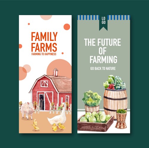 Farmer flyer design with cow chicken pig duck Vector Image