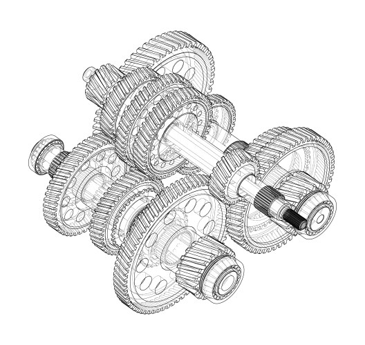 Gearbox sketch Royalty Free Vector Image - VectorStock