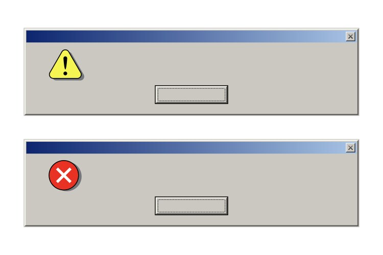 Old computer window with error message retro pc Vector Image