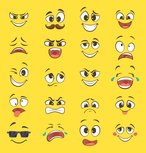 Cartoon faces funny face expressions caricature Vector Image