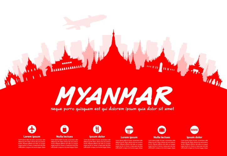 Yangon skyline myanmar city drawn sketch Vector Image