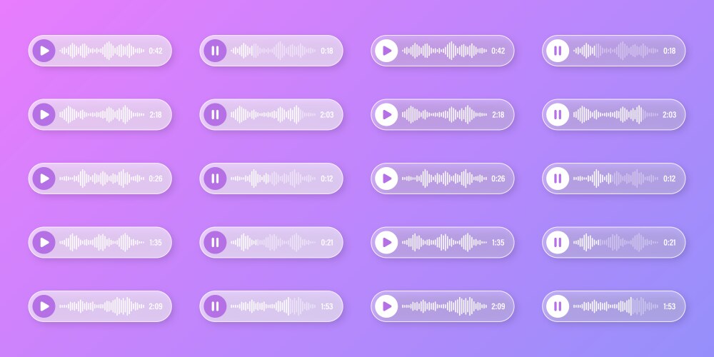 Voice audio message transparent speech bubbles Vector Image